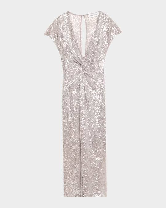 Prabal Gurung Jackie Twisted Sequined Midi Dress | Neiman Marcus