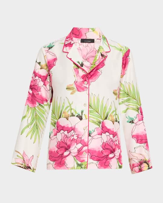 Natori Sonomi Cropped Floral-Print Pajama Set | Neiman Marcus