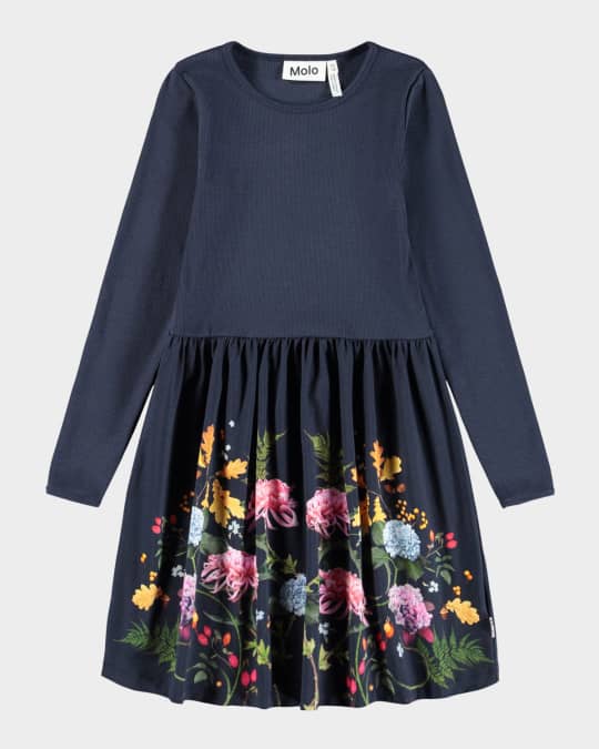 Molo Girl's Credence Long-Sleeve Dress, Size 2-6 | Neiman Marcus