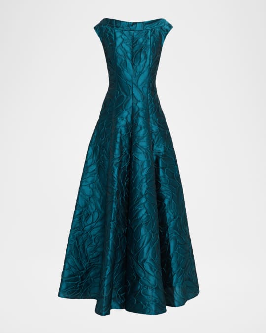Talbot Runhof Textured Jacquard Backless Gown | Neiman Marcus