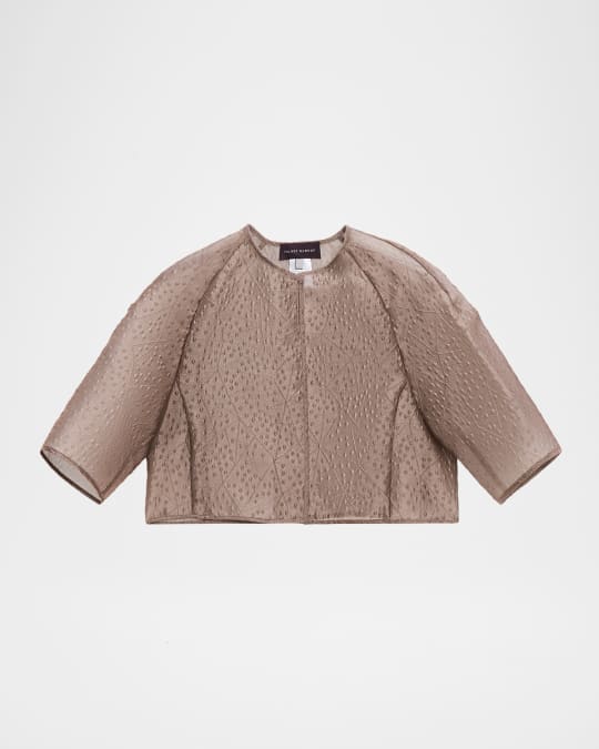 Talbot Runhof Rivet Organza Crop Bolero Jacket | Neiman Marcus
