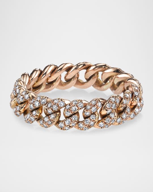 SHAY 18K Rose Gold Mini Pave Diamond Link Ring | Neiman Marcus