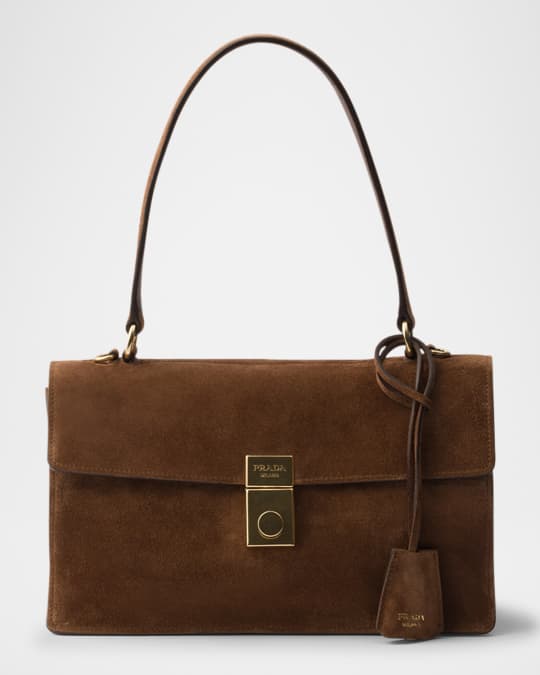Prada Soft Sound Medium Suede Shoulder Bag | Neiman Marcus