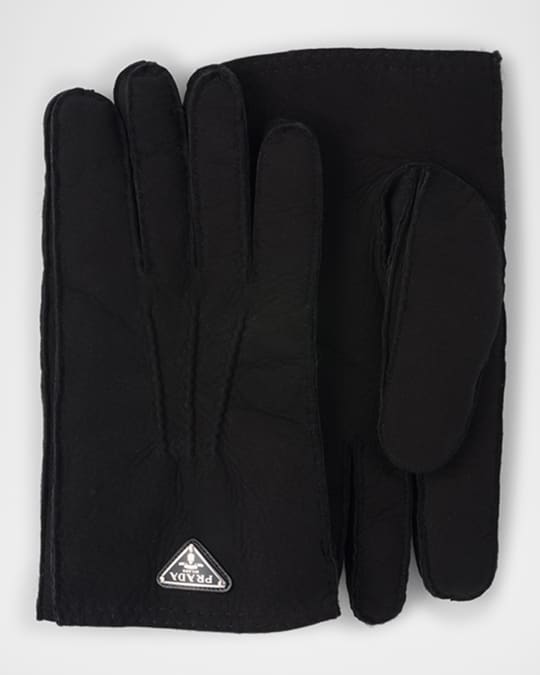 Prada Men's Suede Sheepskin Gloves | Neiman Marcus