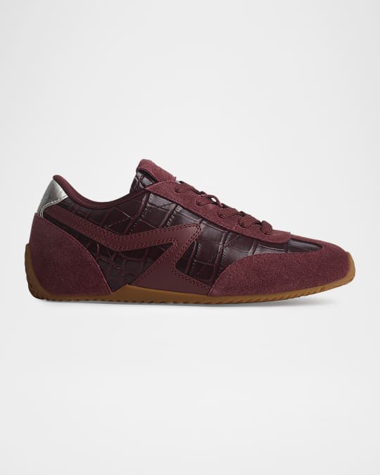 Rag & Bone Retro Runner Slim Croc-Embossed Leather Sneakers | Neiman Marcus