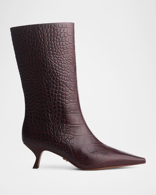 Rag & Bone Mott Croc-Embossed Leather Boots | Neiman Marcus