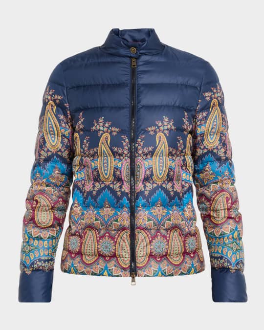 Etro Midnight Dream Paisley-Print Puffer Jacket | Neiman Marcus