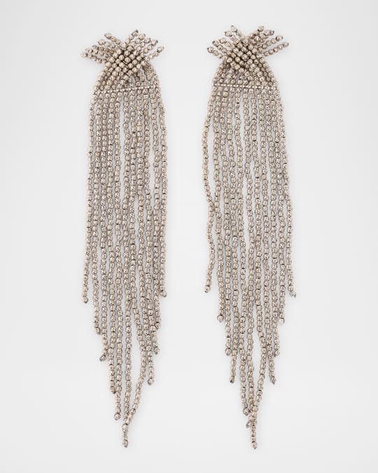 Brunello Cucinelli Multi-Strand Sterling Silver Fringe Drop Earrings ...