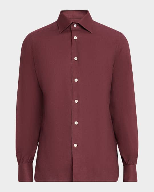 Kiton Men's Wool Flannel Button-Down Shirt | Neiman Marcus