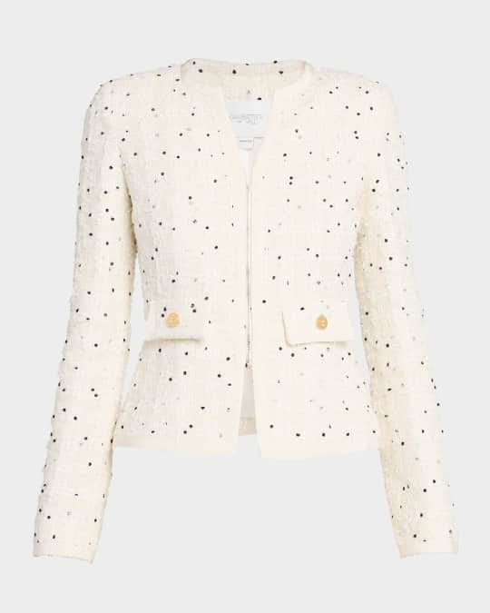 Giambattista Valli Polka-Dot Boucle Zip Jacket | Neiman Marcus