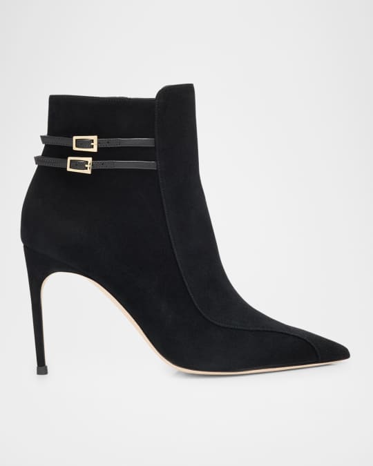 Malone Souliers Giordana Suede Buckle Booties | Neiman Marcus
