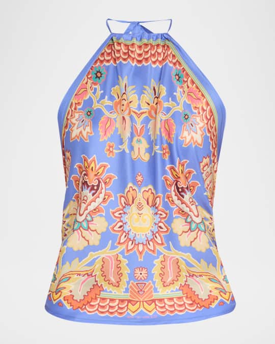 Etro Floral Silk Halter Scarf Top | Neiman Marcus