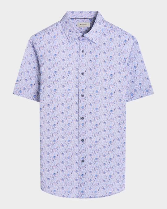 Bugatchi Men's Miles OoohCotton Palm Short-Sleeve Shirt | Neiman Marcus