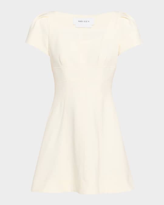 McQueen Square-Neck Short-Sleeve Mini Day Dress | Neiman Marcus