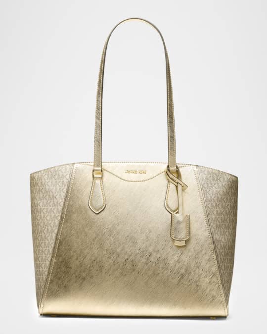 MICHAEL Michael Kors Taryn Large Metallic Leather Tote Bag | Neiman Marcus