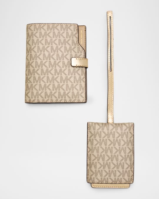 MICHAEL Michael Kors Jet Set Logo Canvas Passport & Luggage Tag ...