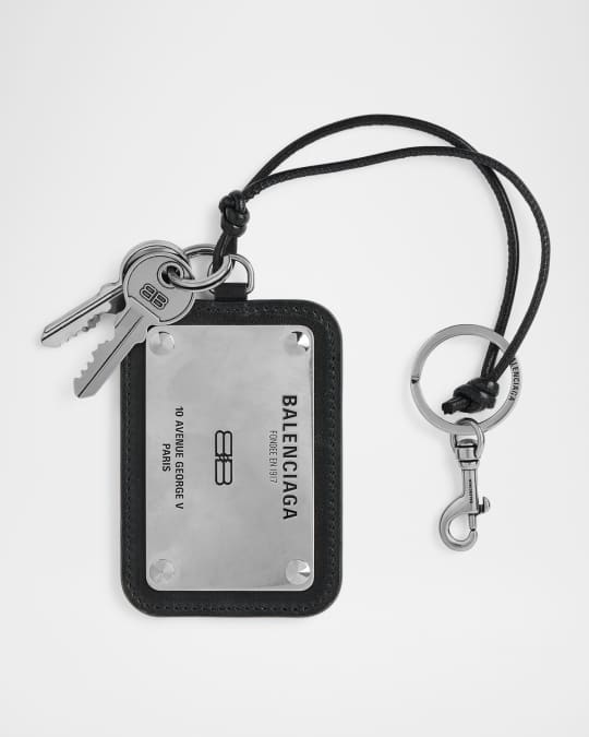 Balenciaga Men's Logo Plate Keychain with Charms | Neiman Marcus
