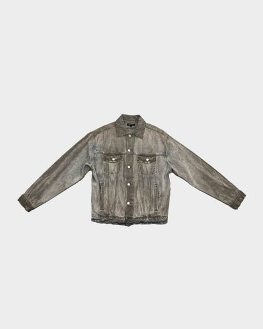 PURPLE Men's Arcilla Dirty Denim Jacket | Neiman Marcus