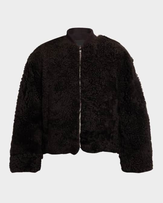 PURPLE Men's Shearling Full-Zip Bomber Jacket | Neiman Marcus