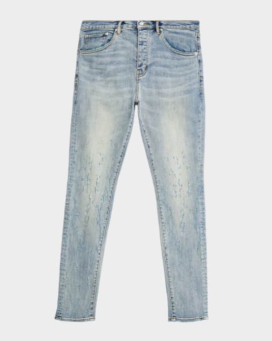 PURPLE Men's D-Color Contrast-Distressed Skinny Jeans | Neiman Marcus