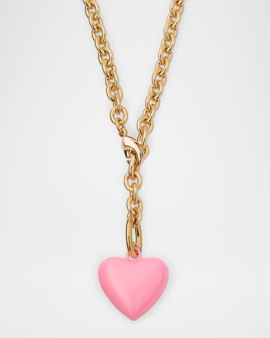 Roxanne Assoulin The Mini Puffy Heart Necklace, Pink | Neiman Marcus