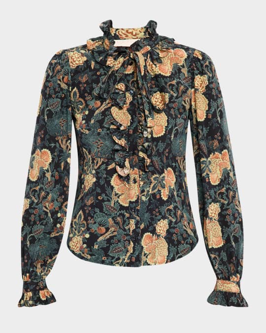 Ulla Johnson Catroux Long-Sleeve Silk Blouse | Neiman Marcus