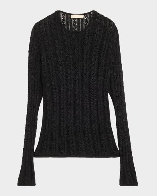 Ulla Johnson Ardith Long-Sleeve Lace Knit Top | Neiman Marcus