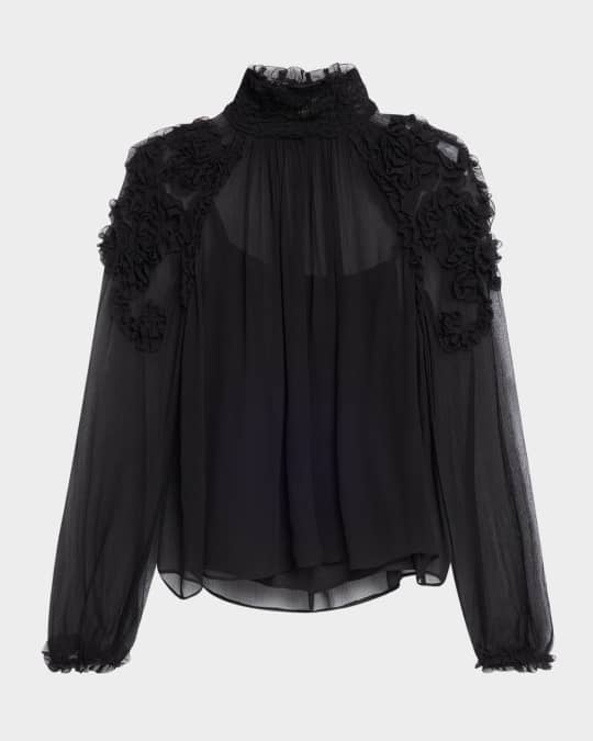 Ulla Johnson Magdalena Long-Sleeve Silk Blouse | Neiman Marcus