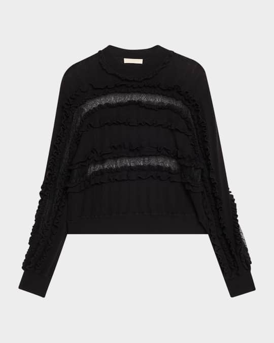 Ulla Johnson Demma Ruffled Fine-Knit Sweater | Neiman Marcus
