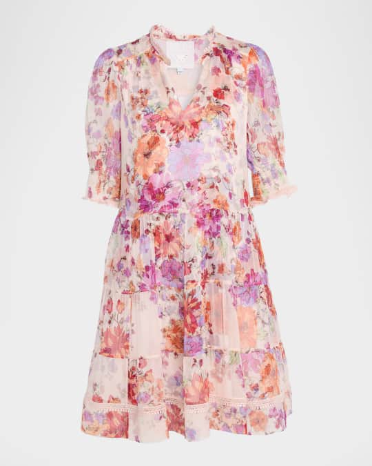 Johnny Was Abbey Floral Tiered Mini Dress | Neiman Marcus