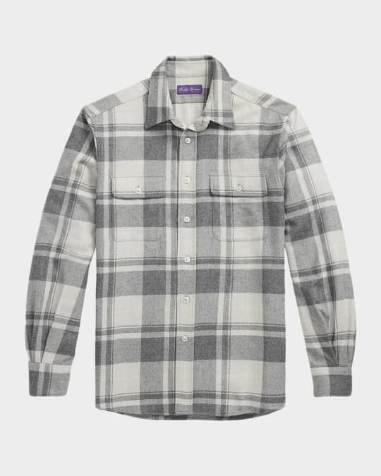 Ralph Lauren Purple Label Men's Cashmere Plaid Utility Button-Down ...