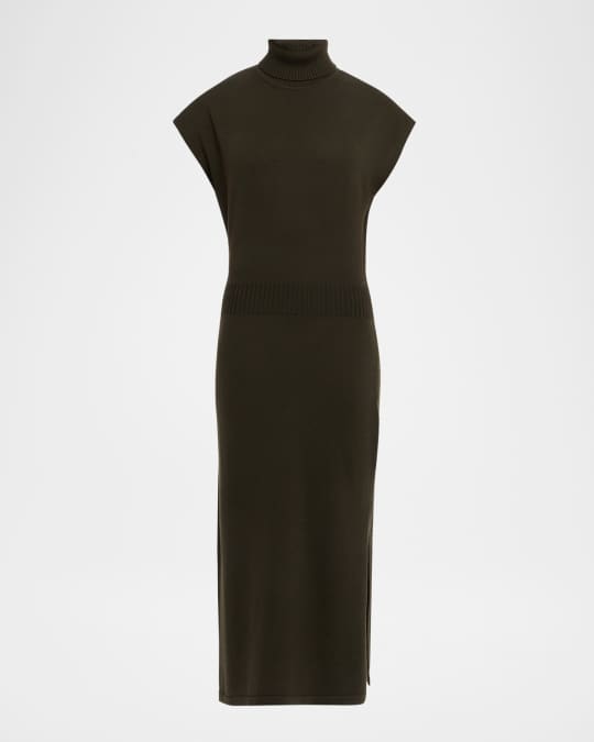 Ramy Brook Natalie Wool Short-Sleeve Turtleneck Midi Dress | Neiman Marcus