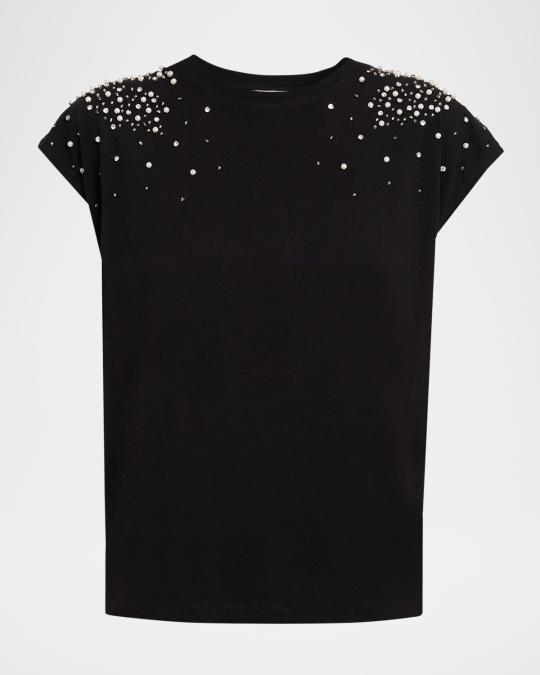 Ramy Brook Amelia Embellished Cap-Sleeve Blouse | Neiman Marcus