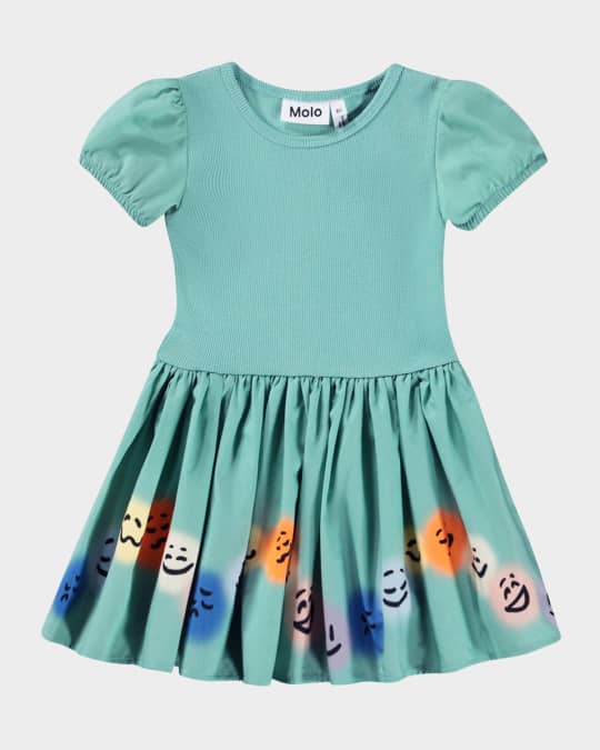 Molo Girl's Caitlin Puff-Sleeve Printed Dress, Size 6M-2 | Neiman Marcus