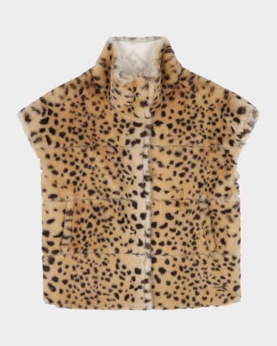 Givenchy Girl's Reversible Cheetah and 4G Vest, Size 4-6 | Neiman Marcus