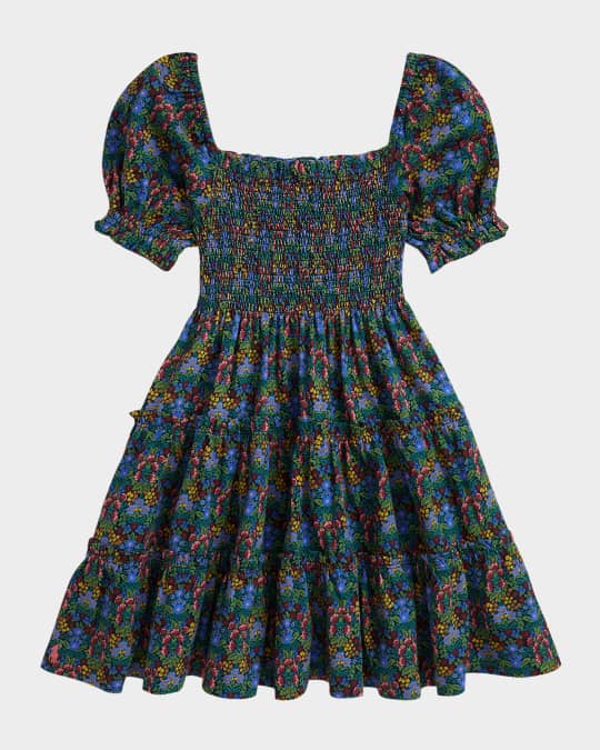 Polo Ralph Lauren Girl's Smocked Floral Cotton Jersey Dress, Size 2-6X ...