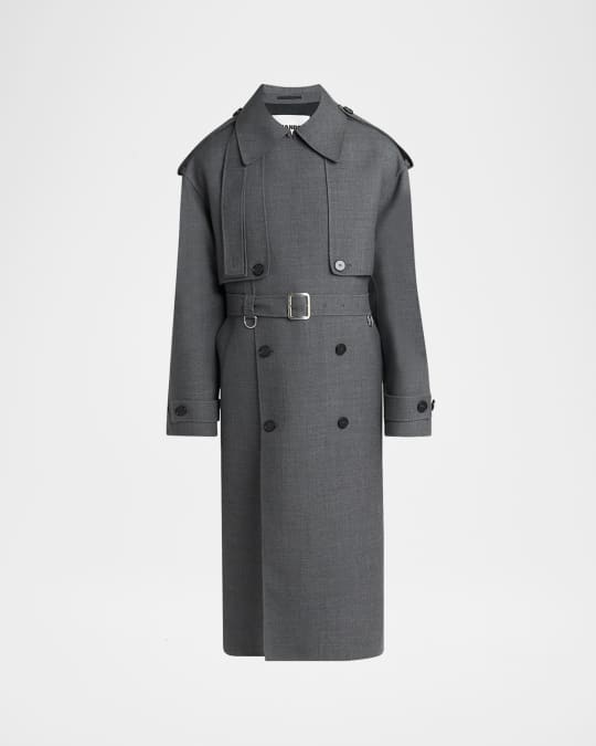 Jil Sander Men's Belted Double-Breasted Trench Coat | Neiman Marcus