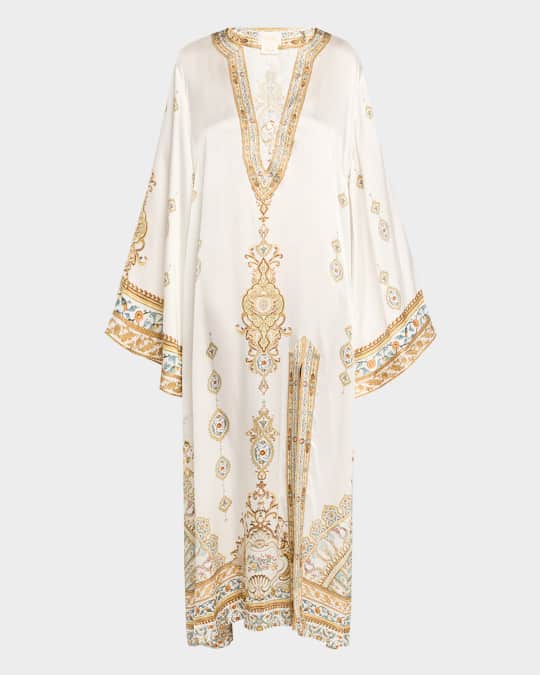 Camilla Ottoman Dynasty Deep V-Neck Hardware Kaftan | Neiman Marcus