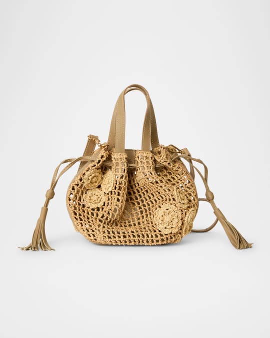 BTB Los Angeles Orion Small Floral Applique Woven Raffia Hobo Bag ...