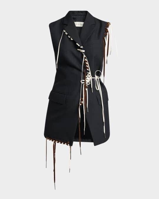 Dries Van Noten Bimbila Laced Tailored Vest | Neiman Marcus