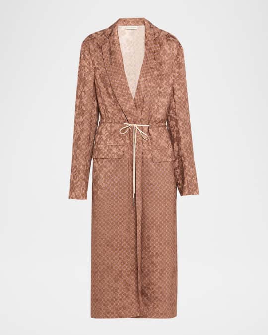 Dries Van Noten Rastino Printed Satin Tie Coat | Neiman Marcus