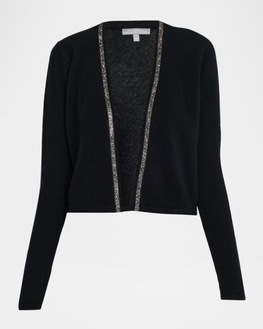 Neiman Marcus Cashmere Collection Cashmere Bead-Trim Shrug | Neiman Marcus