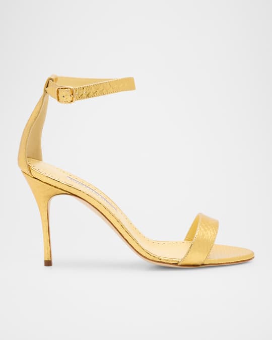 Manolo Blahnik Chaos Metallic Snakeskin Pumps | Neiman Marcus