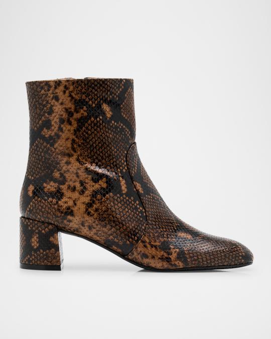 Stuart Weitzman Maeve Snake-Printed Leather Booties | Neiman Marcus
