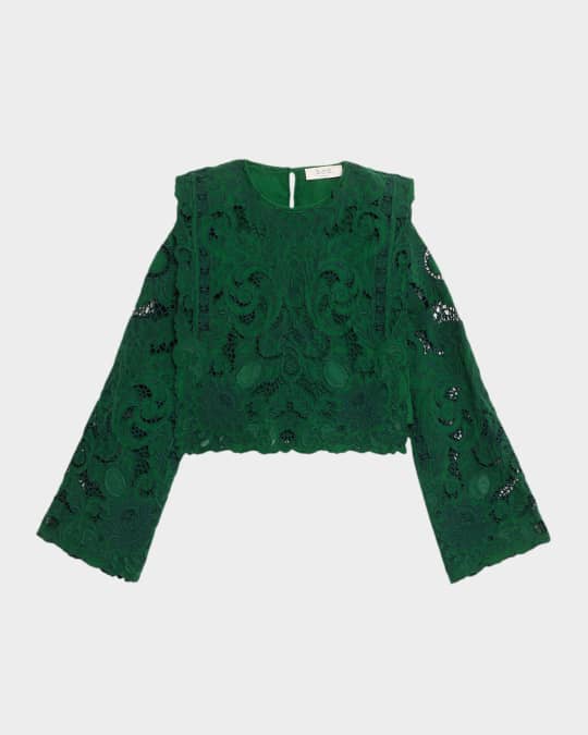 Sea Ceci Embroidered Long-Sleeve Top | Neiman Marcus