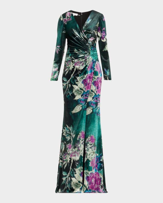 Rickie Freeman for Teri Jon Floral Velvet Jewel Appliqué Gown | Neiman ...