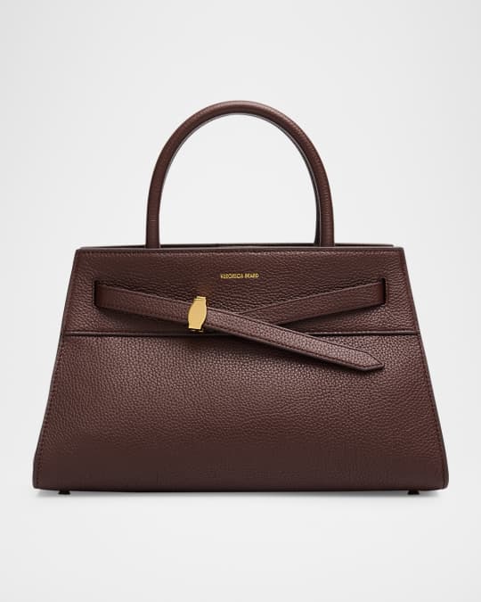 Veronica Beard Dash Belted Grain Leather Top-Handle Bag | Neiman Marcus