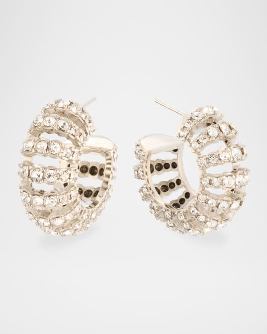 Oscar de la Renta Rhinestone Hoop Earrings | Neiman Marcus
