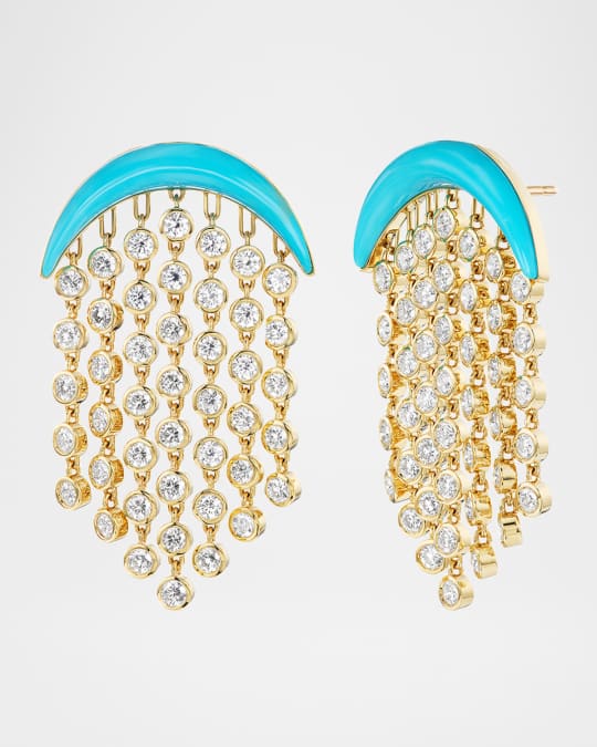 Emily P. Wheeler 18K Turquoise and Diamond Fringe Earrings | Neiman Marcus