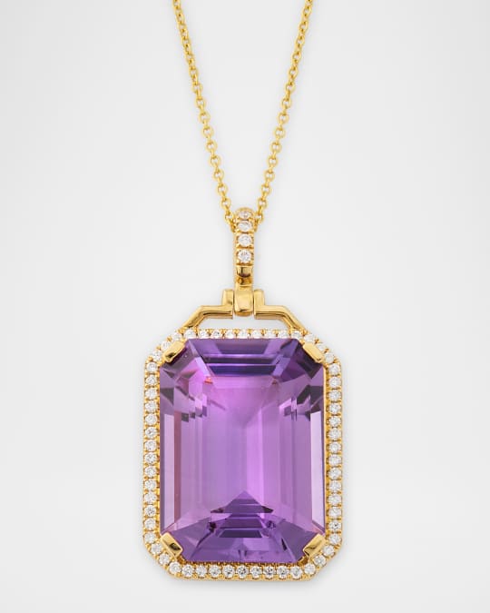 Goshwara Gossip 18K Yellow Gold Amethyst Emerald Cut Pendant Necklace ...